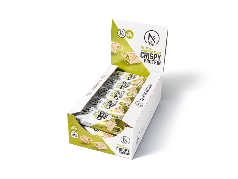 Crispy Protein - Pistache Chocolat Blanc - 15 Barres | Basic-Fit webshop
